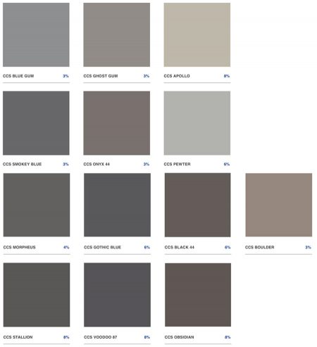 Coastwide Readymix Concrete - Colour Charts - Colour Through - Colour Thru